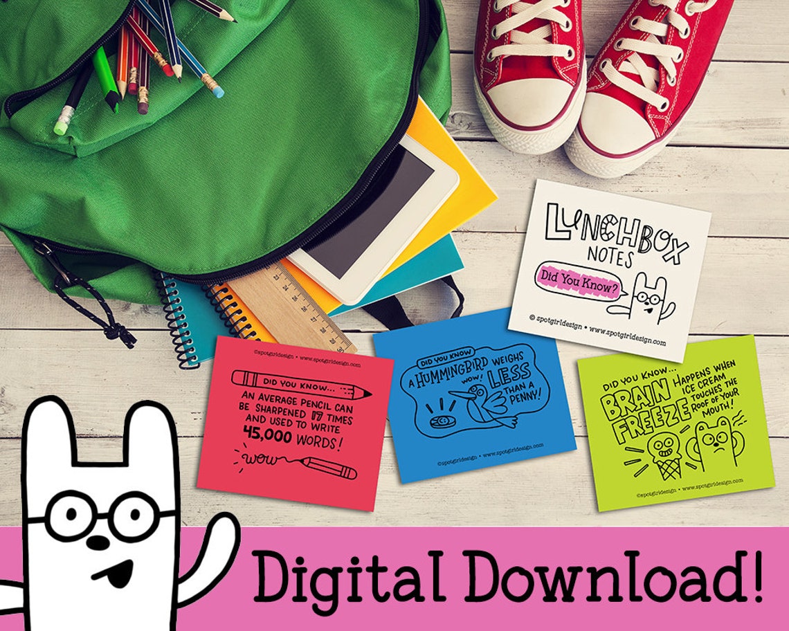 Did You Know Printable Lunchbox Notes set of 24 // Digital - Etsy