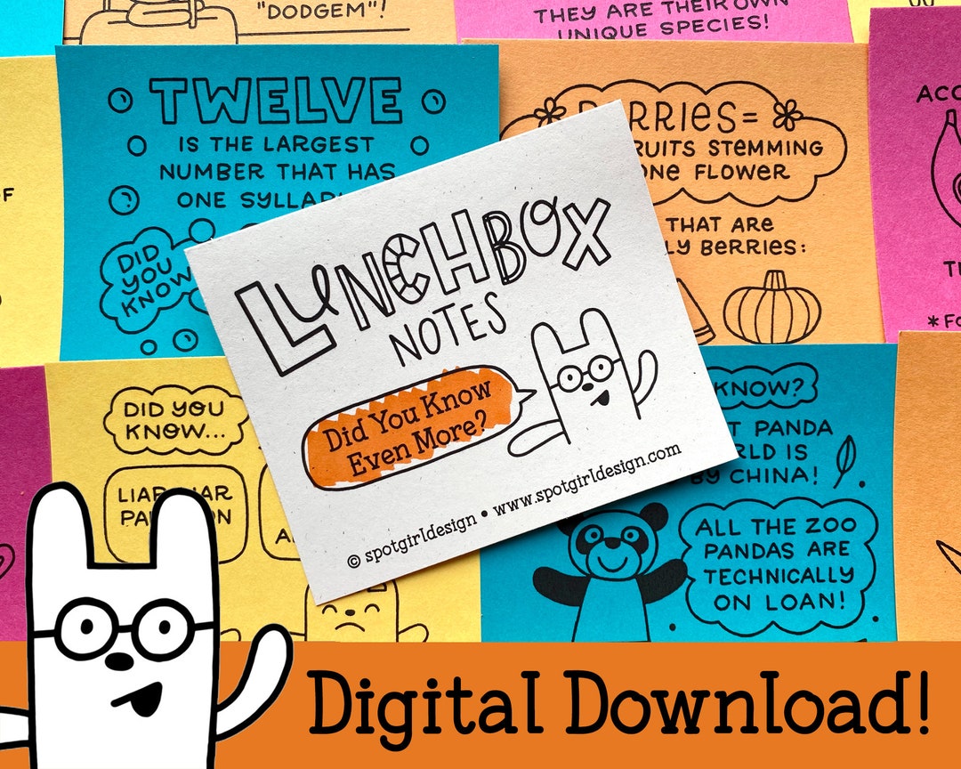 Did You Know Even More? Printable Lunchbox Notes: Fun Facts & Trivia ...