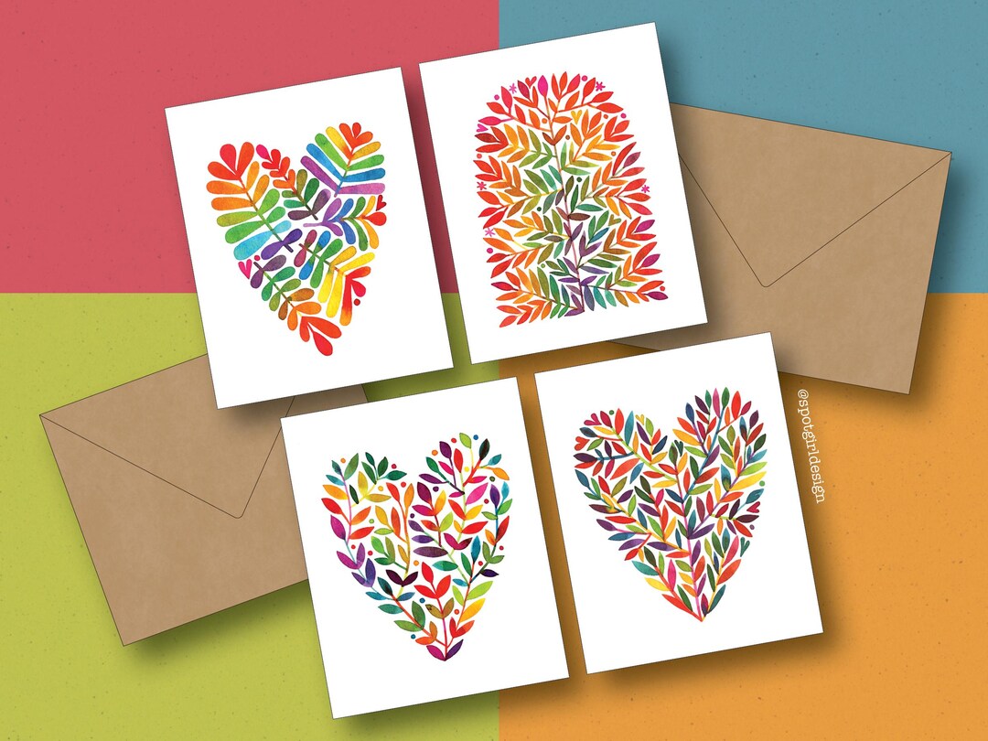 Rainbow Watercolor Notecards - Pack of 4 - Etsy