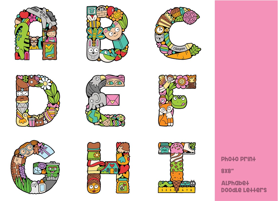 Doodle Alphabet Letter Photo Print | Etsy