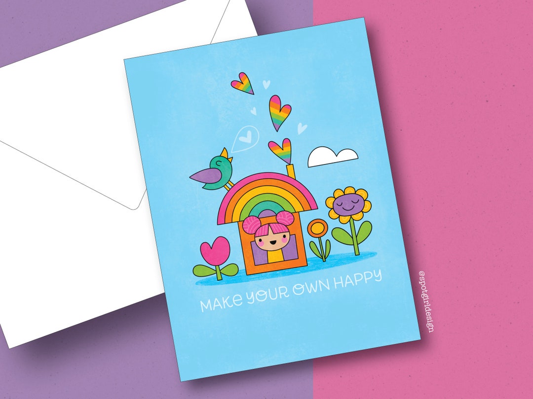 Make Your Own Happy - Rainbow Greeting Card - Etsy