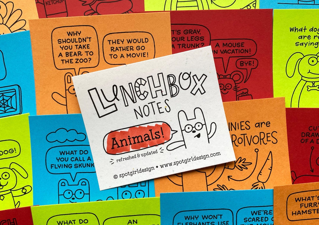 Animal Lunchbox Notes (set of 24) // Kids Lunch Box Cards // Silly ...