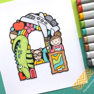 Doodle Alphabet Letter Printable Coloring Pages - Etsy