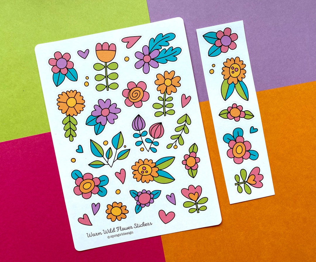 Warm Wild Flower Stickers - Etsy