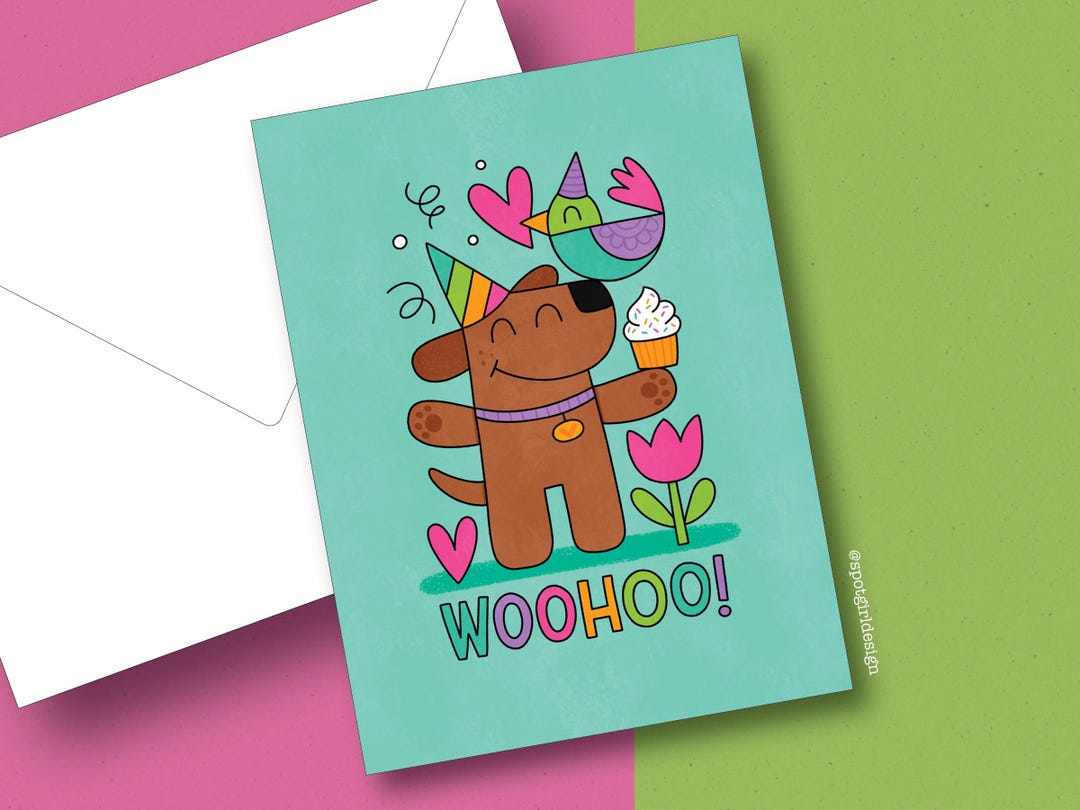 Woohoo Dog Birthday Greeting Card - Etsy