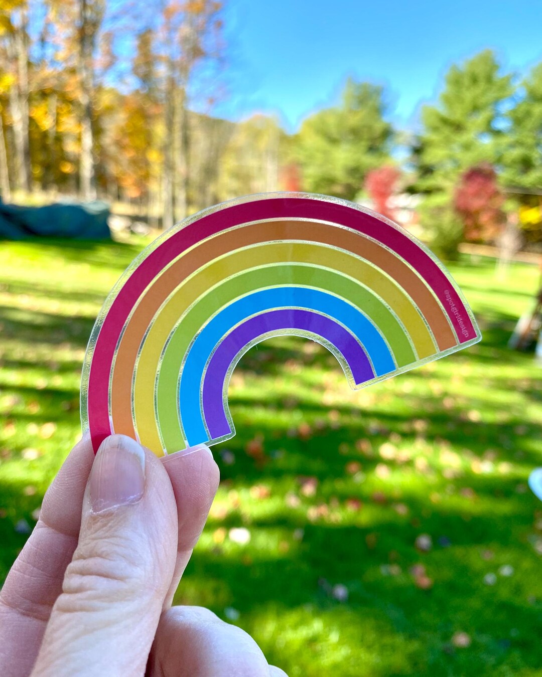 Retro Rainbow Clear Vinyl Sticker - Etsy