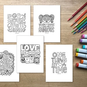 Inspiring Words Printable Coloring Pages – portrait (10 Pages) - Etsy
