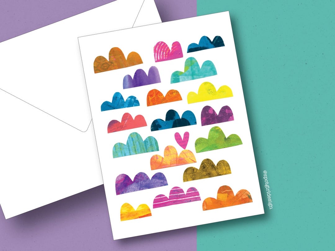 Rainbow Greeting Card - Collage Clouds - Etsy