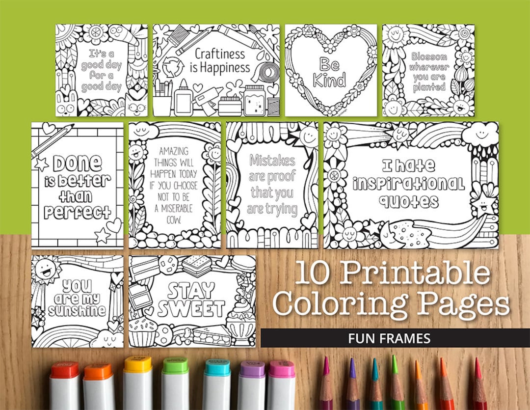 Fun Frames Printable Coloring Pages (10 Pages) - Etsy