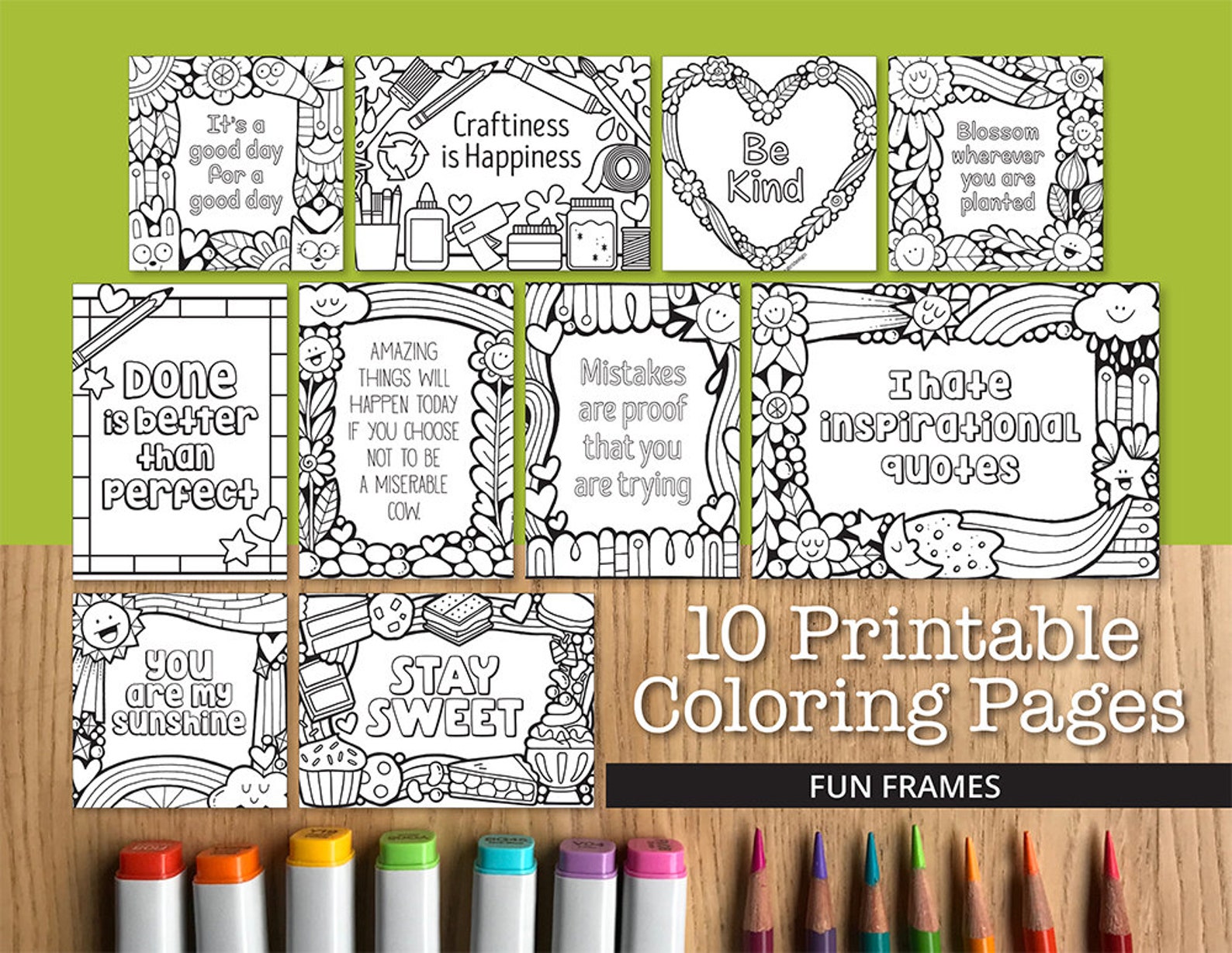 Fun Frames Printable Coloring Pages 10 Pages - Etsy
