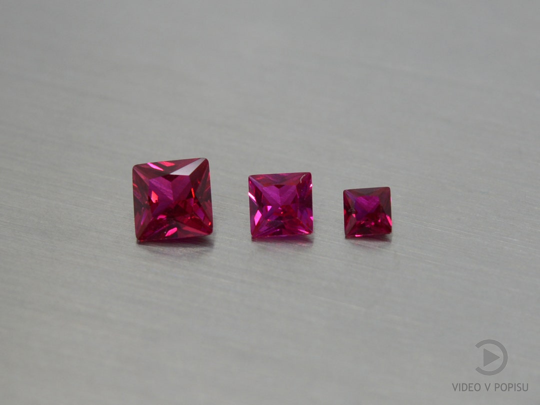 Ruby Synthetic Square Red Ruby Color 3 Mm, 4 Mm, 5 Mm Square Cut Loose ...