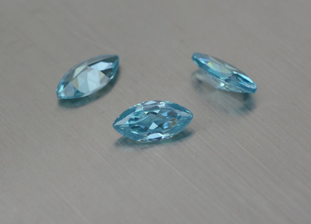 Cubic Zirconia 2x4 - 7x14 Mm Cut Aqua Blue Cubic Zirconia Faceted Gem ...