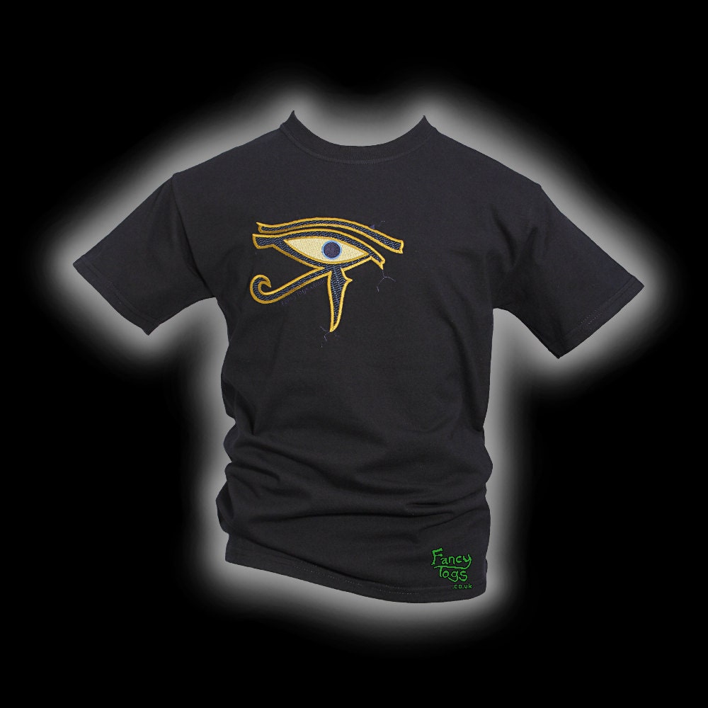 Eye of Ra Embroidery Black Tee Evil Eye Horus Ancient Egypt - Etsy UK