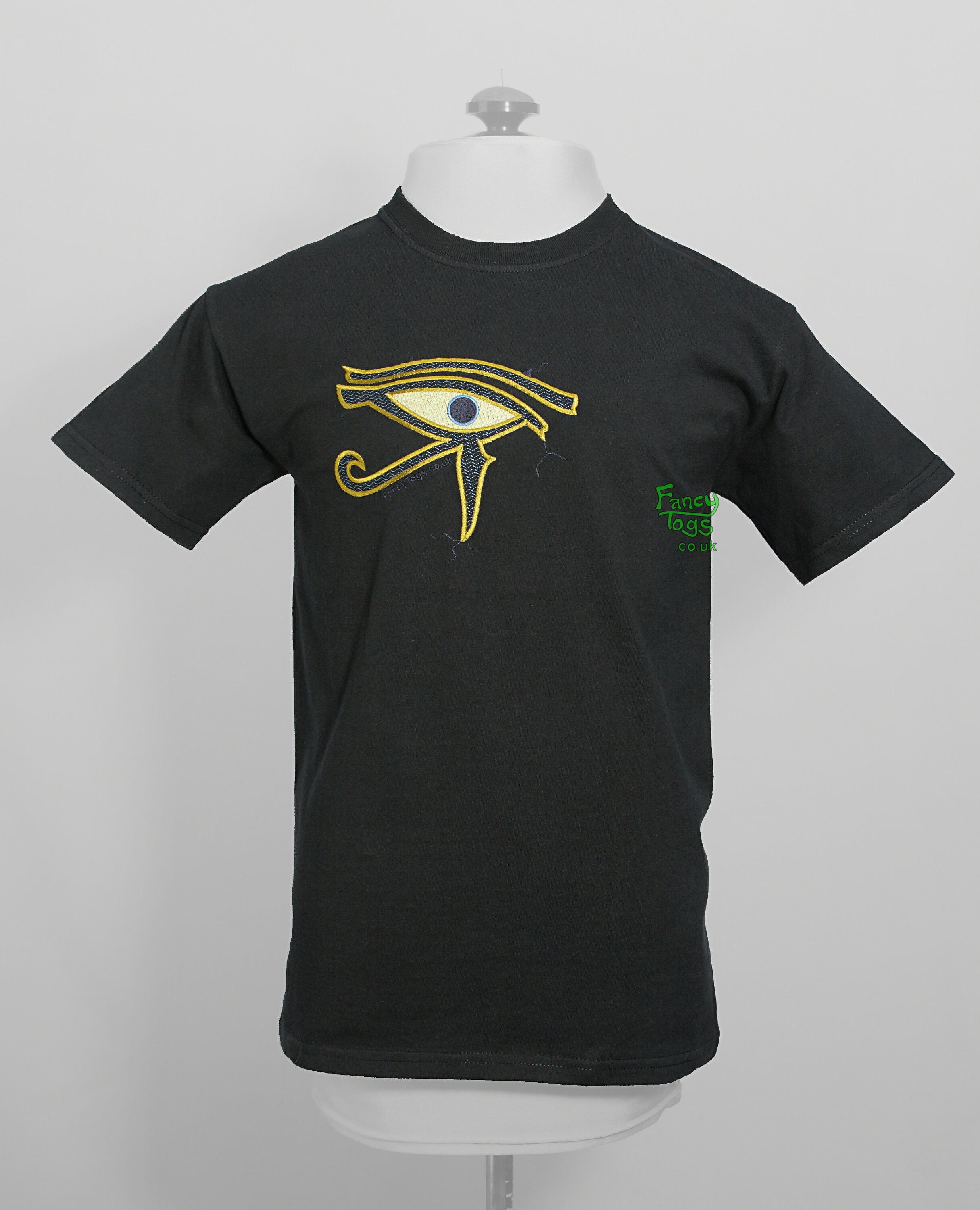Eye of Ra Embroidery Black Tee, Evil Eye Horus Ancient Egypt Art T ...