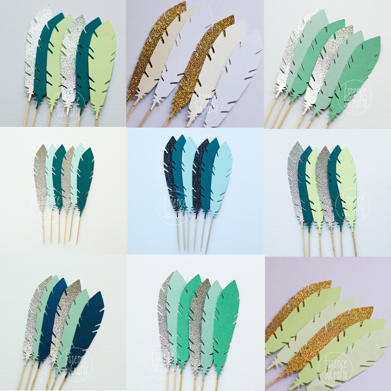 12 Feather Cupcake Topper Feather Party Decor Feather - Etsy