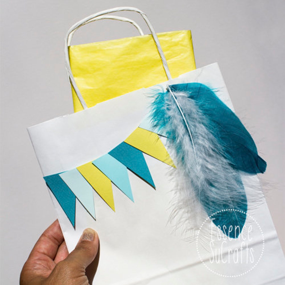 8 Gift Bags Boho Indian Inspiration, Feather Party Decor, Birthday ...