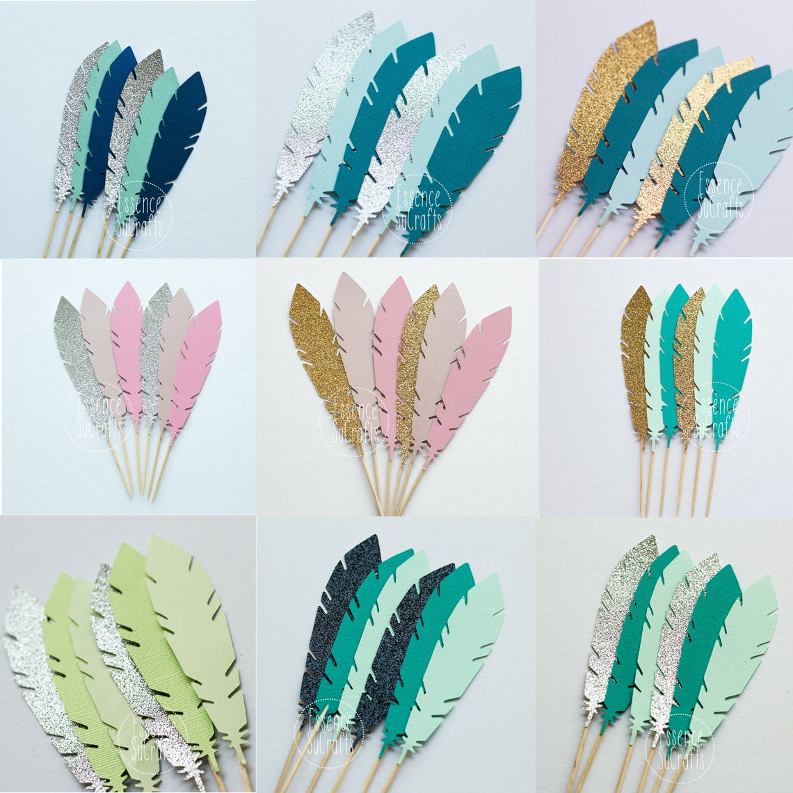 12 Feather Cupcake Topper Feather Party Decor Feather - Etsy