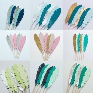 12 Feather Cupcake Topper Feather Party Decor Feather - Etsy
