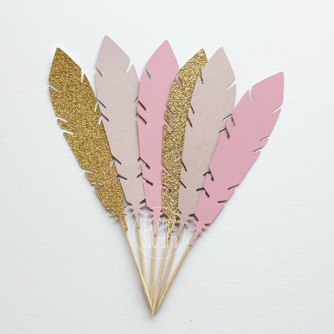 12 Feather Cupcake Topper Feather Party Decor Feather - Etsy
