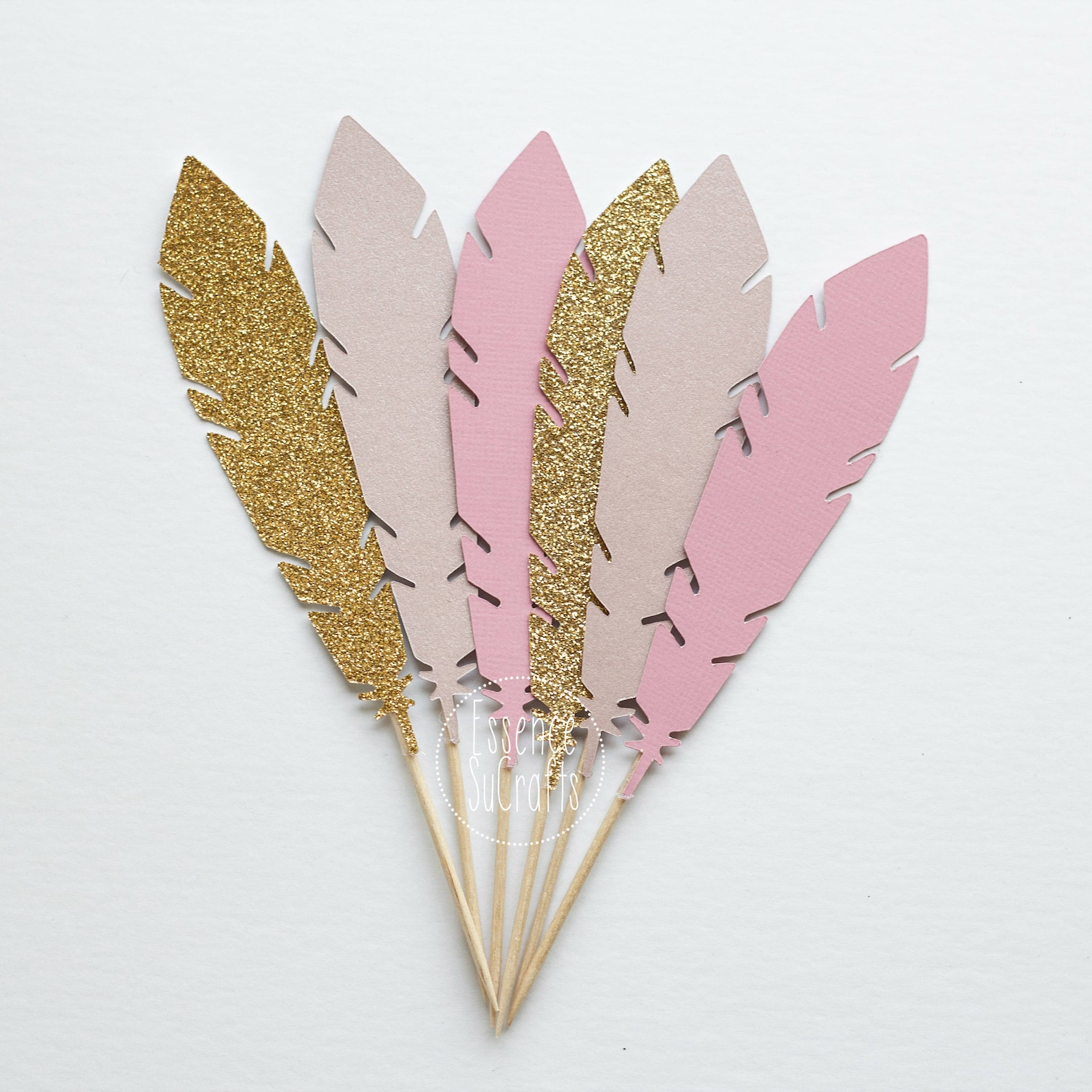 12 Feather Cupcake Topper Feather Party Decor Feather - Etsy