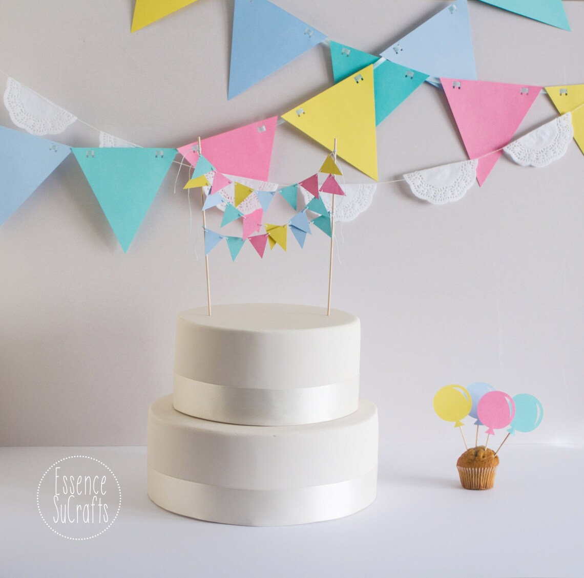 Colorful Banner Cake Topper Birthday Party Birthday Cake - Etsy