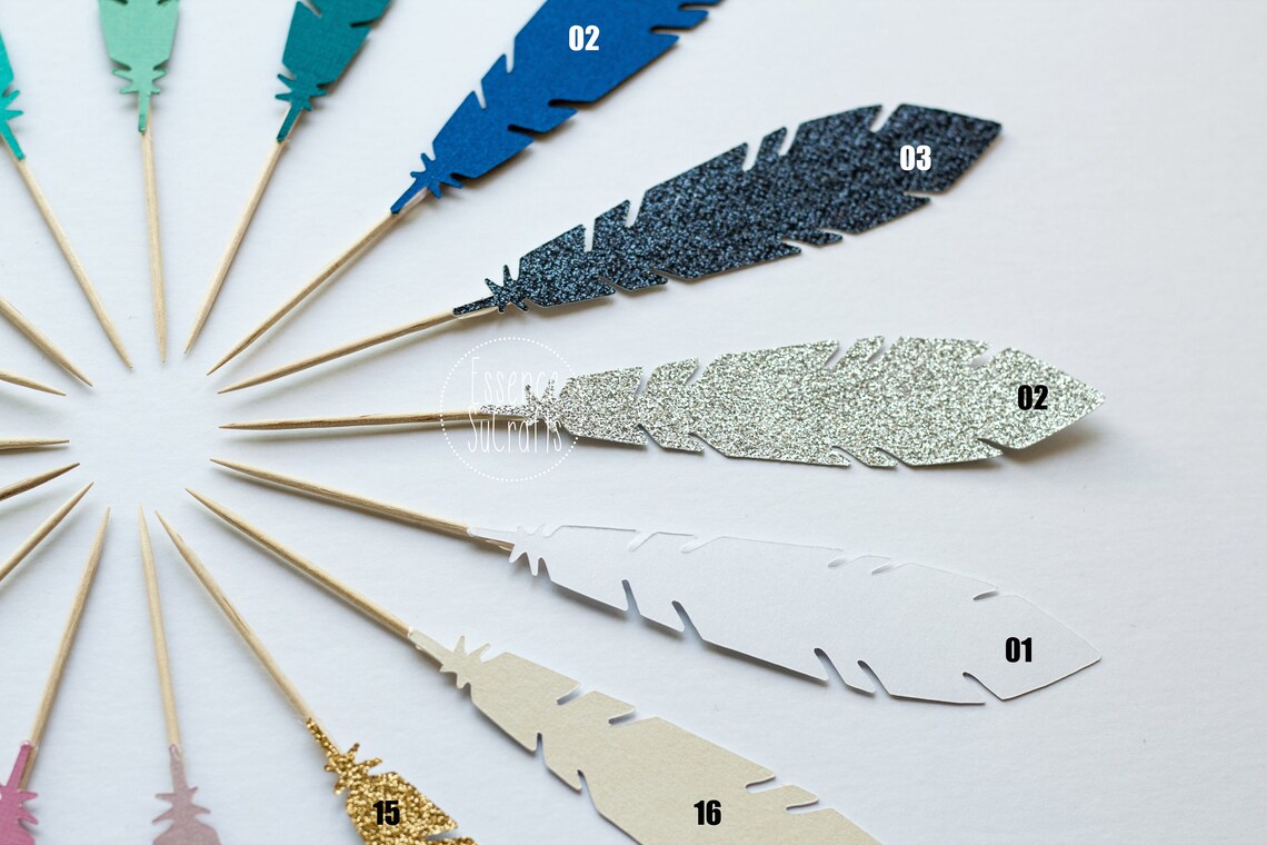 12 Feather Cupcake Topper Feather Party Decor Feather - Etsy