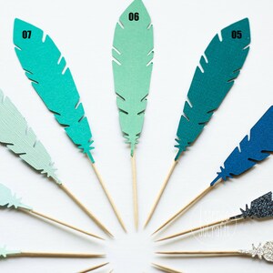 12 Feather Cupcake Topper Feather Party Decor Feather - Etsy