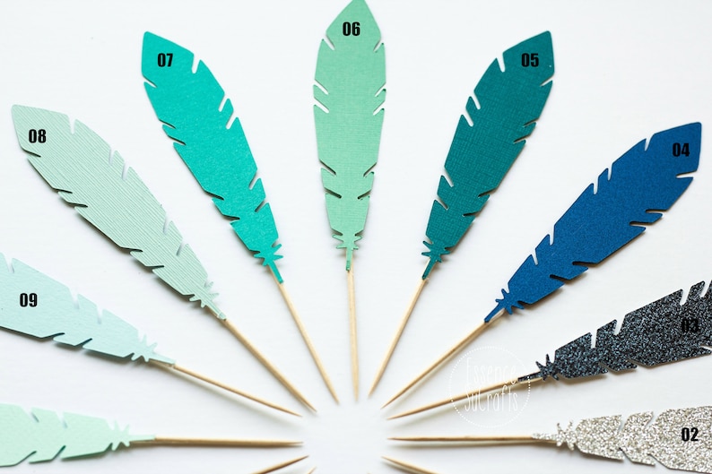 12 Feather Cupcake Topper Feather Party Decor Feather - Etsy