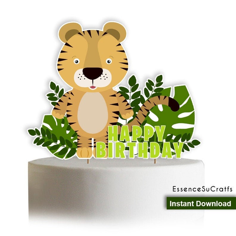 Cake Topper Tiger Party. Diy. Tiger Cake Topper. Instant Download ...