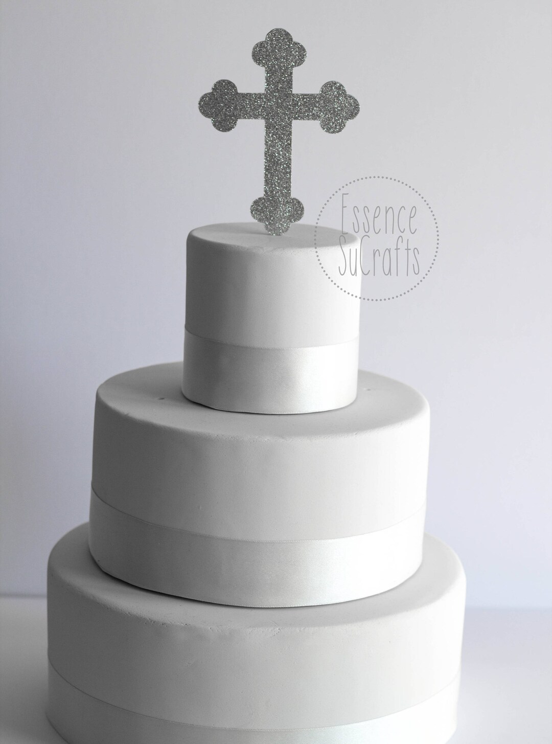 CROSS Cake Topper, Cake Topper. Silver Cross, Glitter Silver Cake ...