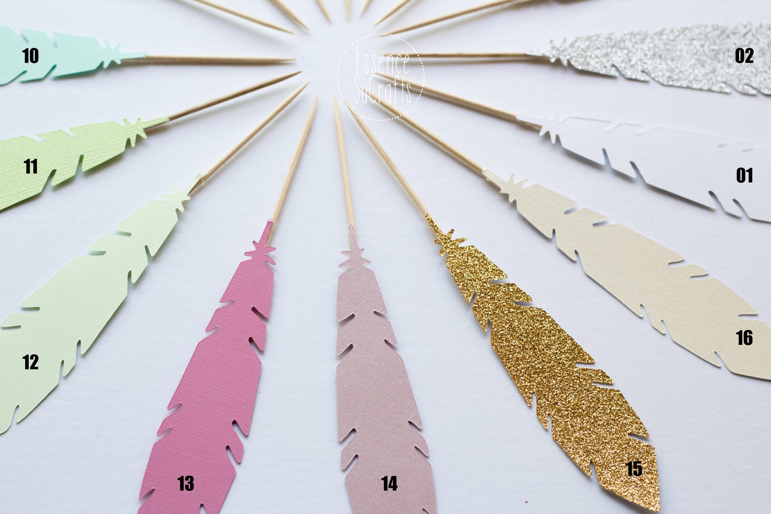 12 Feather Cupcake Topper Feather Party Decor Feather - Etsy