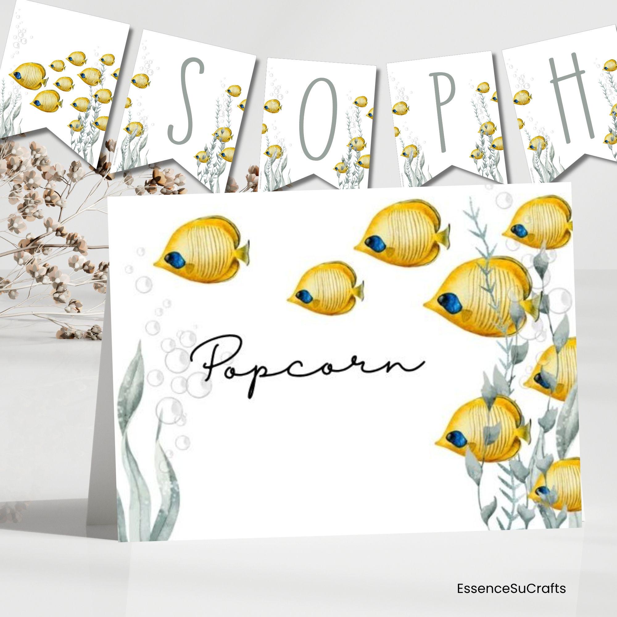Under the Sea Banner & Food Tent Cards, Editable Canva Template, Ocean ...