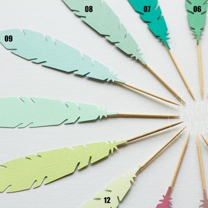12 Feather Cupcake Topper Feather Party Decor Feather - Etsy