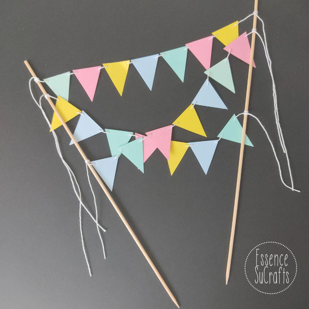 Colorful Triangle Banner Cake Topper, Birthday Party Bunting, Smash ...
