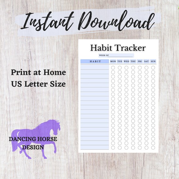 Habit Tracker Printable PDF Blue Print at Home Digital | Etsy
