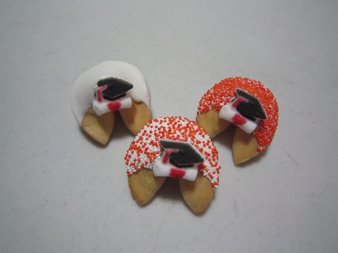 24 GRADUATION Orange & White Fortune Cookies, Achievement, Cap and ...