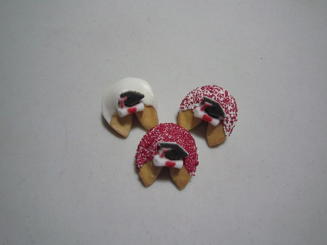 24 GRADUATION Red & White Fortune Cookies, Achievement, Cap and Scroll ...