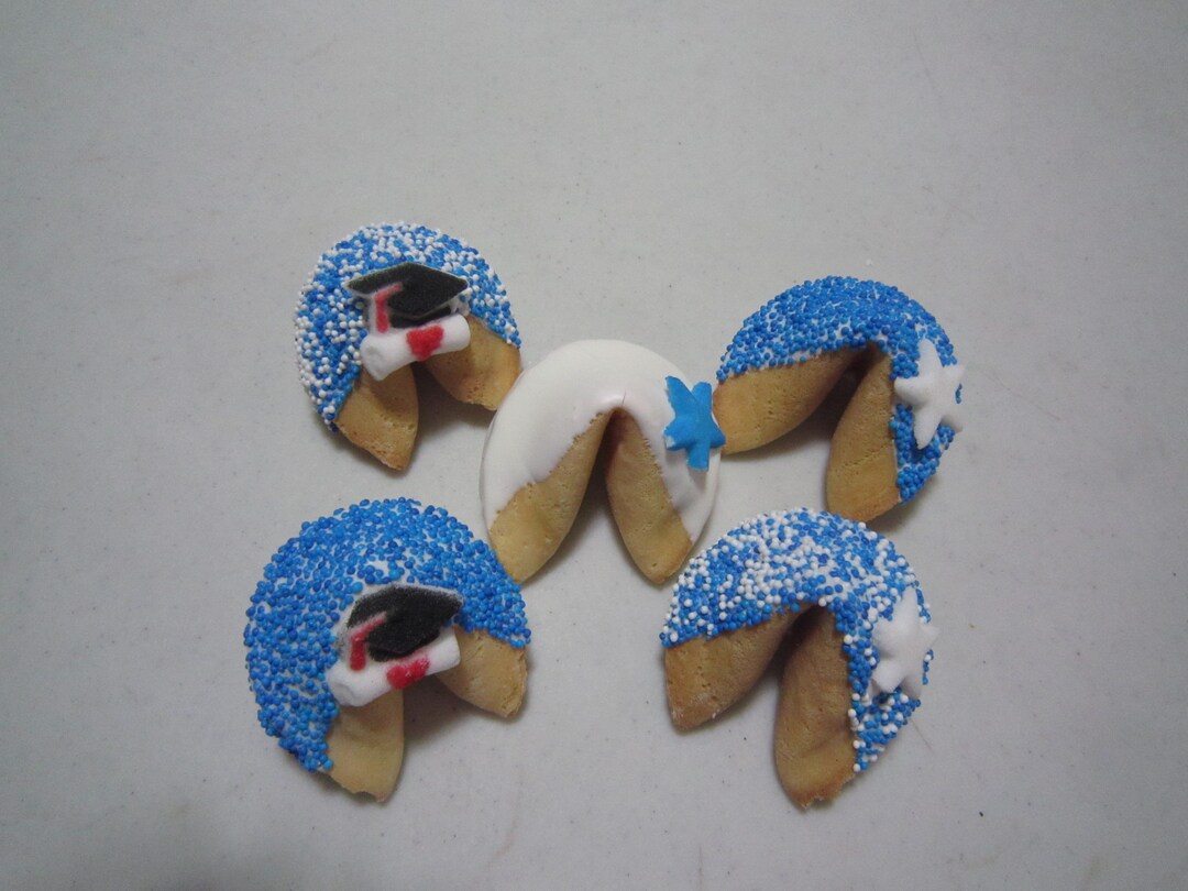 24 GRADUATION STAR Blue & White Fortune Cookies, Achievement, Cap and ...