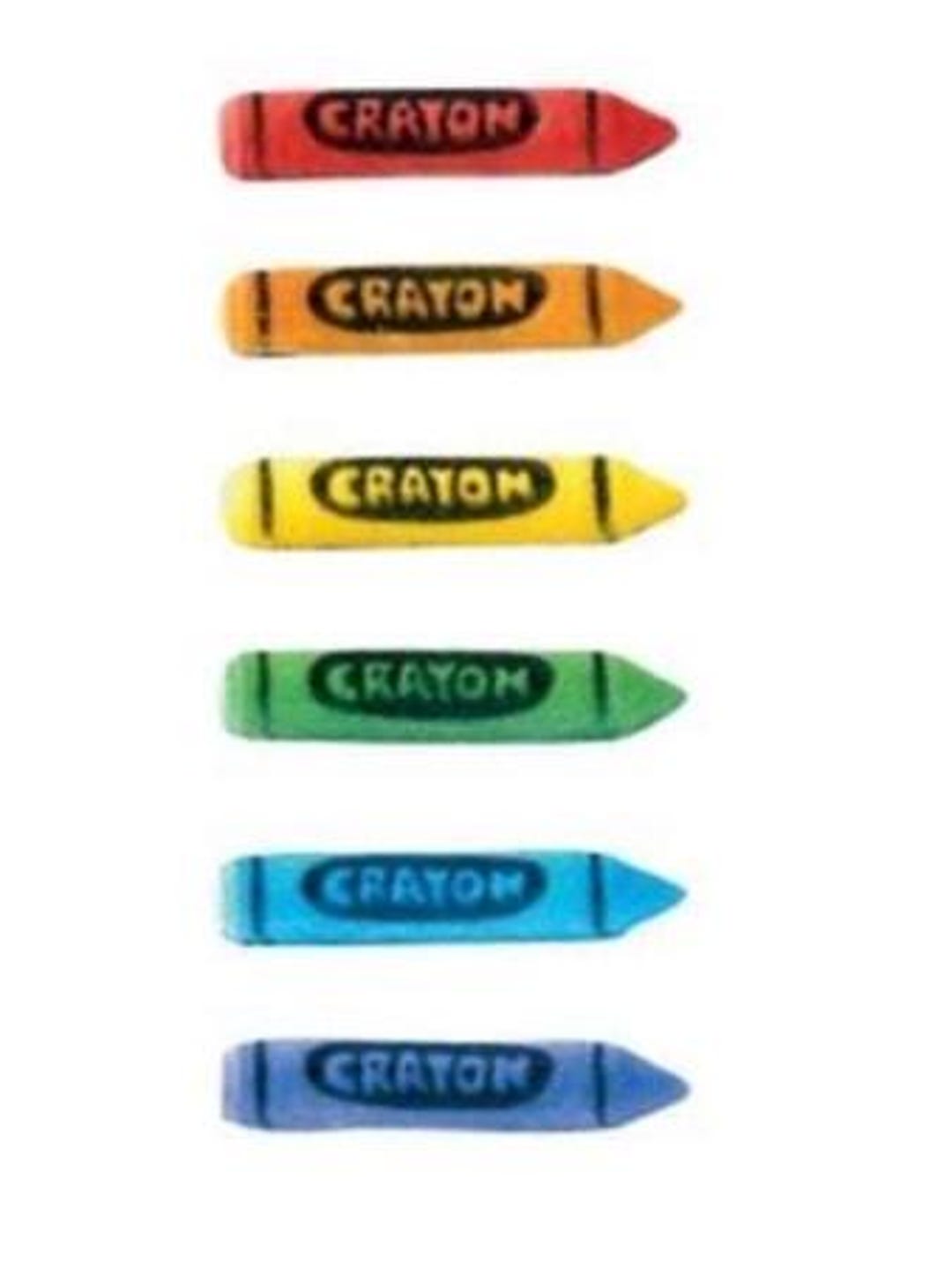 12 Rainbow Crayons Sugar Decorations, Cupcake Toppers, Cake Topper ...
