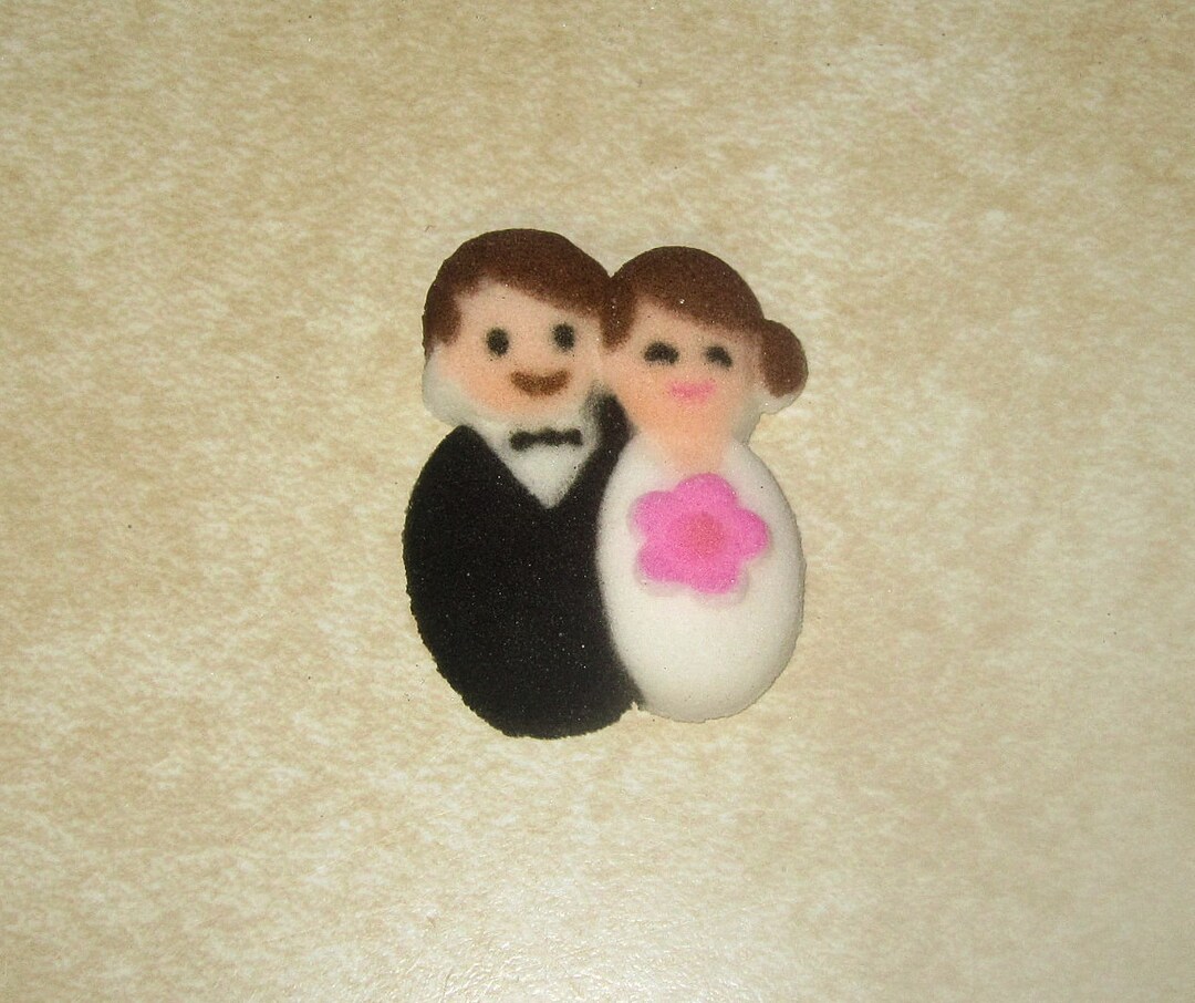 12 Bride & Groom Sugar Decoration, Cupcake Toppers, Cake Topper, Bridal ...