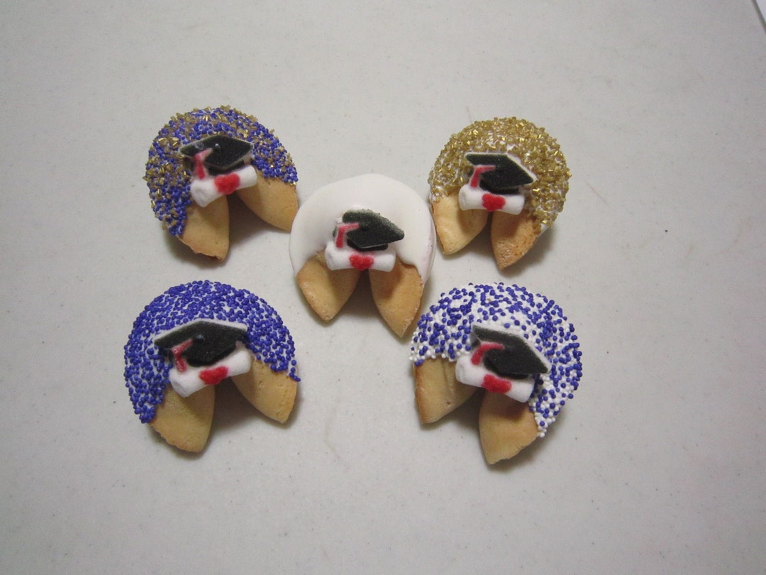 24 GRADUATION Purple & Gold Fortune Cookies, Achievement, Cap and ...