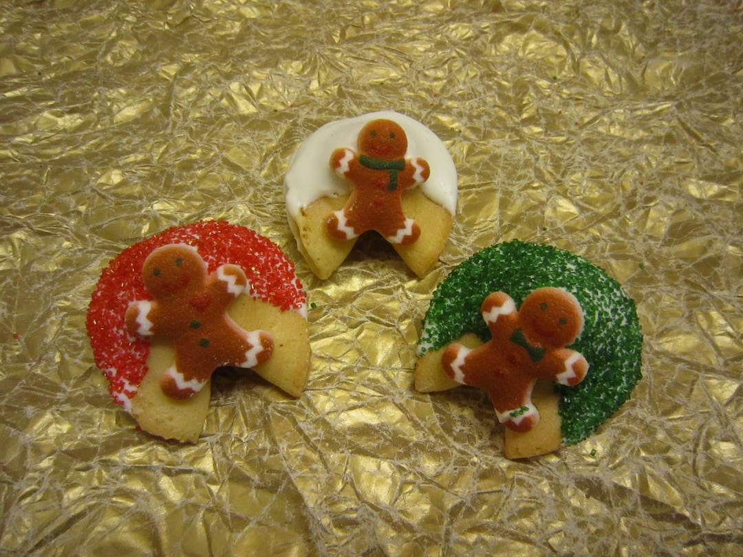 24 CHRISTMAS GINGERBREAD MEN Fortune Cookies, Holiday, Santa, Reindeer ...
