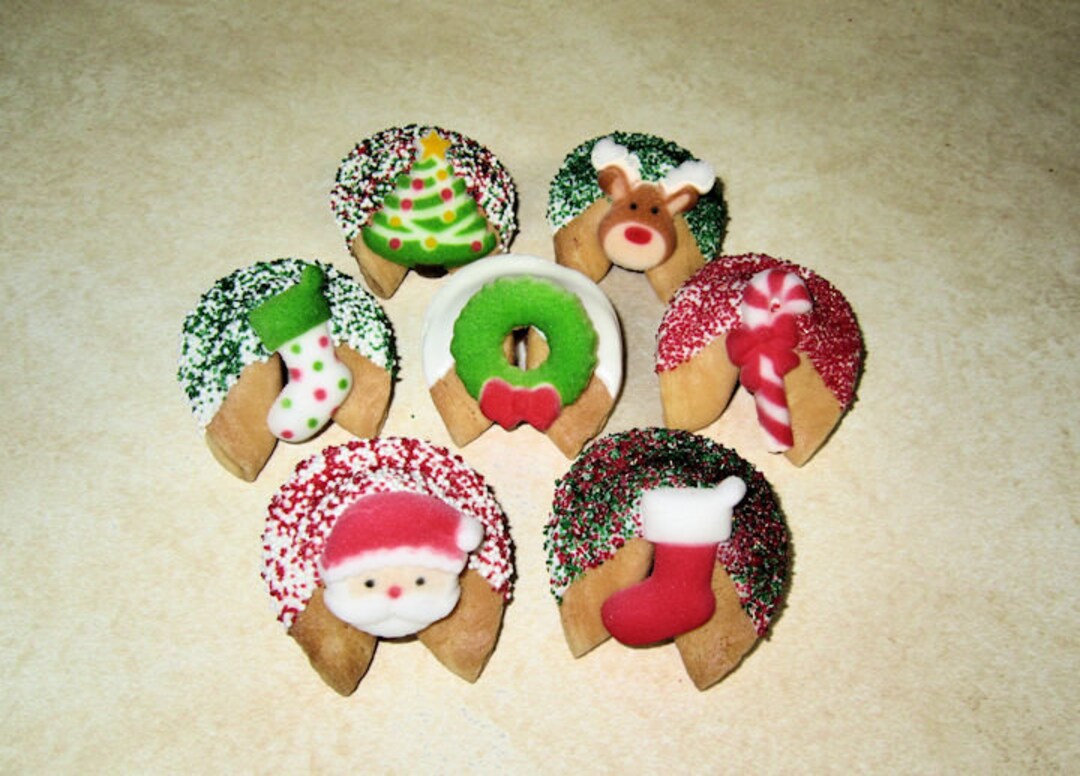 12 CHRISTMAS Fortune Cookies, Holiday, Santa, Reindeer, Stocking ...