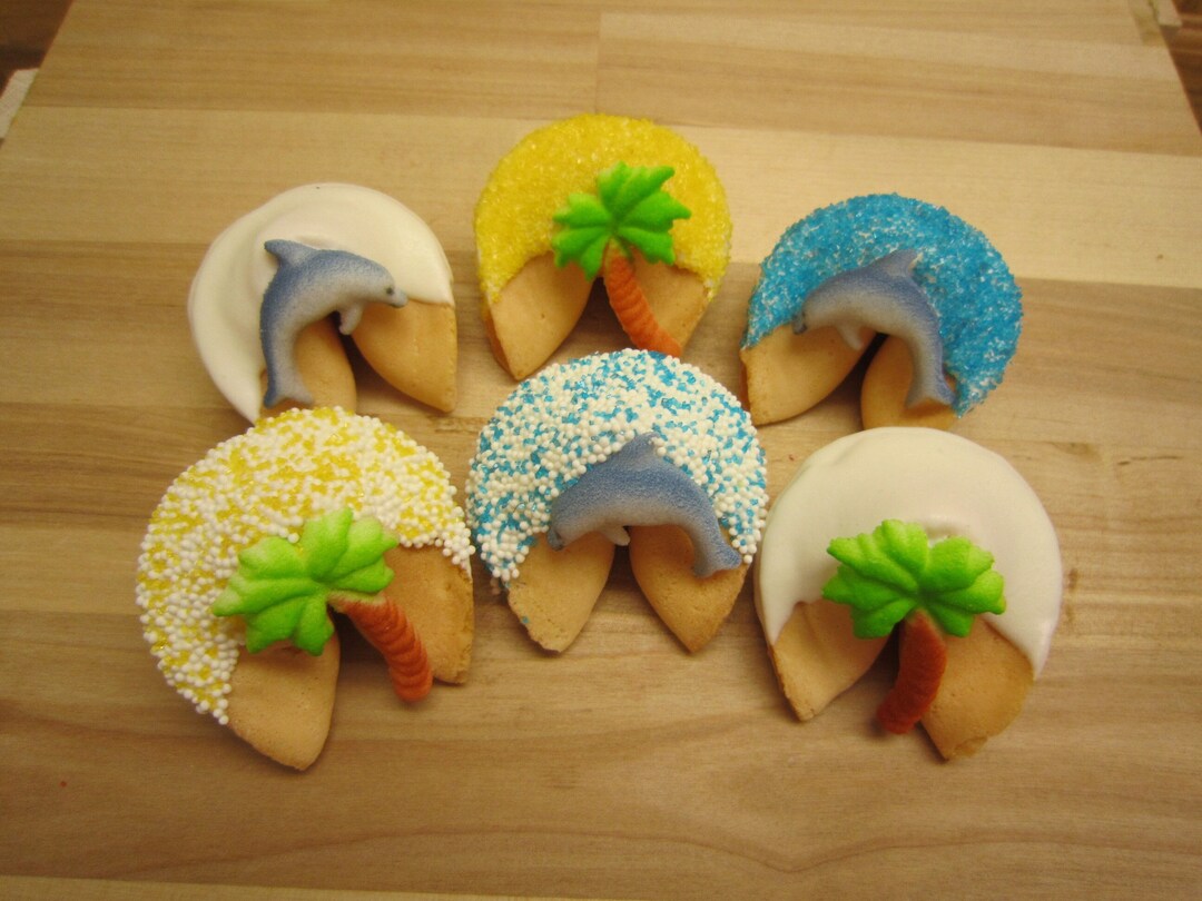 12 DOLPHIN and PALM TREE White Chocolate Dipped & Decorated Fortune ...