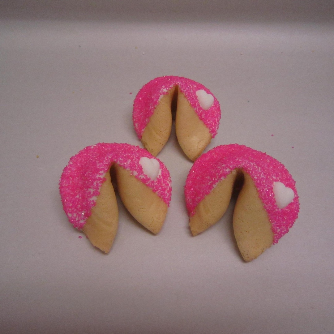 24 HEART With PINK Fortune Cookies, Anniversary, Birthday, Love, Mother ...