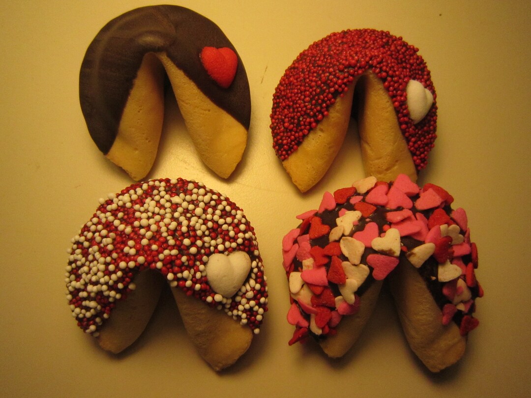 24 RED HEART Fortune Cookies, Anniversary, Birthday, Love, Mother's Day ...