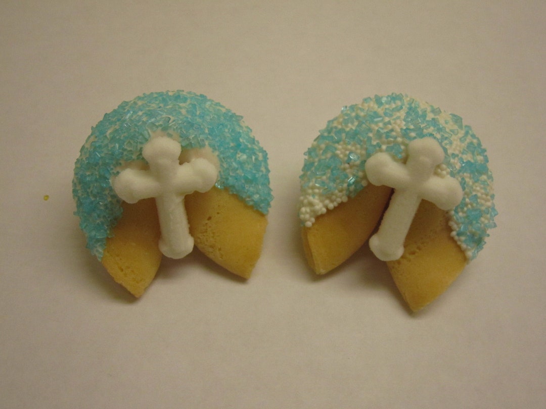 24 EASTER CROSS, Blue Fortune Cookies, Baby Shower, Baptism, Christian ...