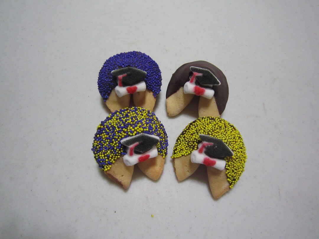 24 GRADUATION Purple & Yellow Fortune Cookies, Achievement, Cap and ...