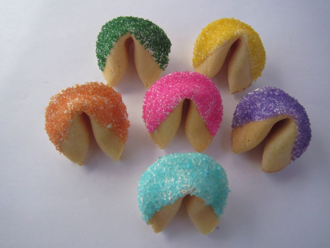 12 RAINBOW SUGAR Chocolate Dipped & Decorated Fortune Cookies Birthday ...