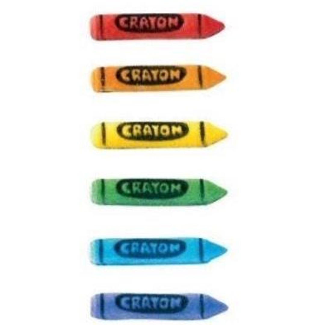 24 Rainbow Crayons Sugar Decorations, Cupcake Toppers, Cake Topper ...